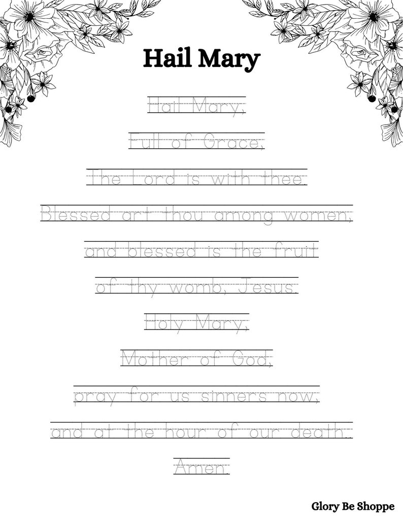 Learn to Write Catholic Prayers Our Father, Hail Mary, & Glory Be ...