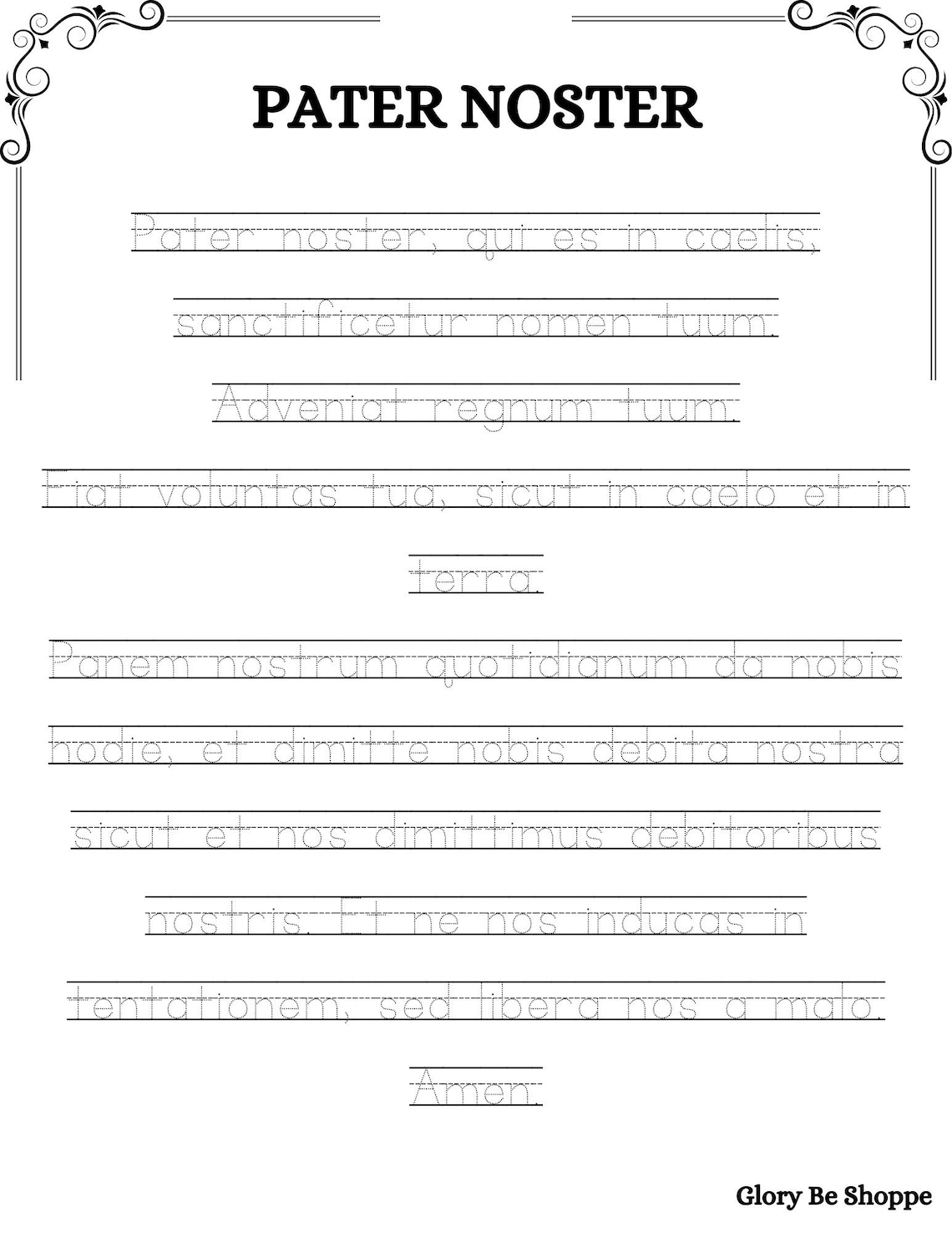 Learn to Write Coloring Pages LATIN Catholic Prayers - Sign of the ...