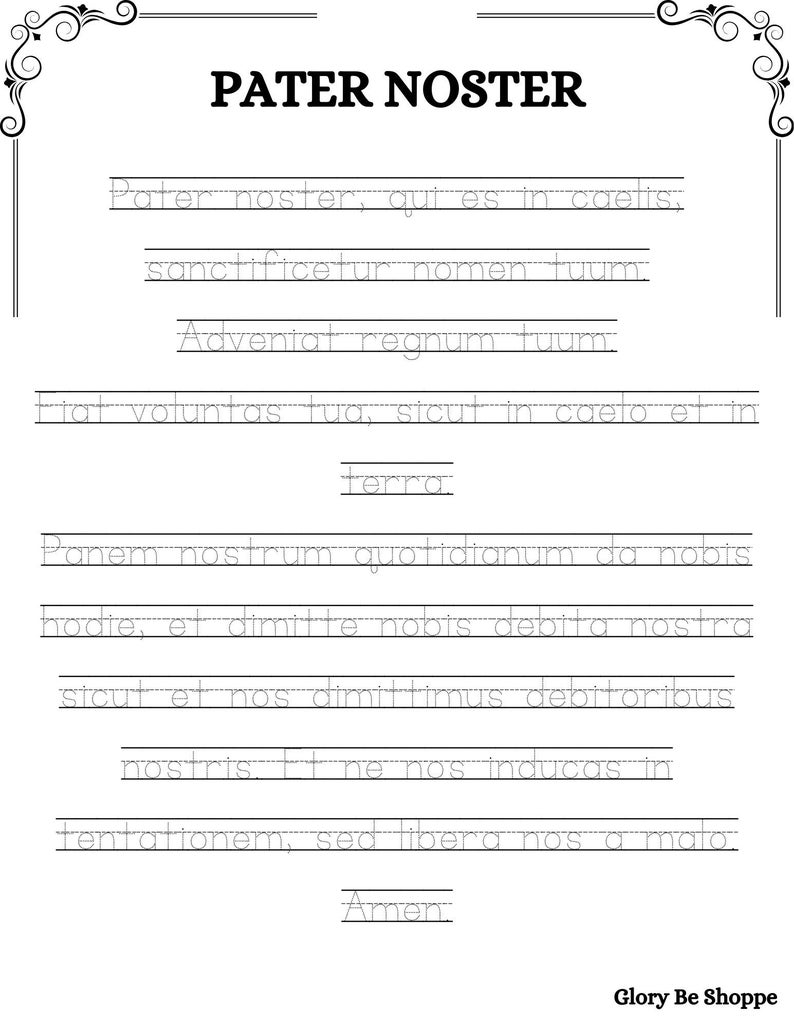 Learn to Write Coloring Pages LATIN Catholic Prayers - Sign of the ...