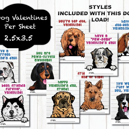 Pink Puppy Dog Printable Valentine Cards - Etsy