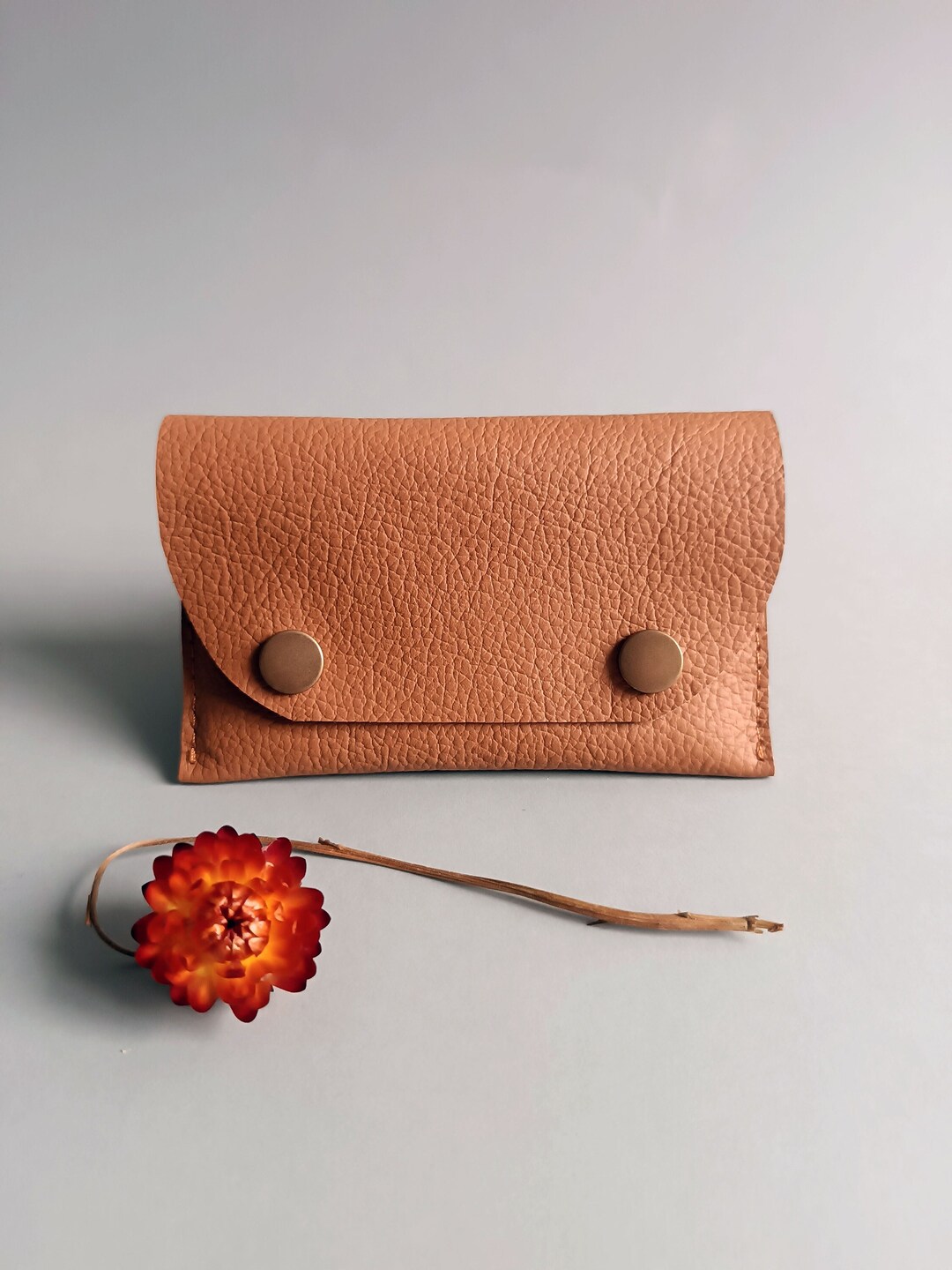 Small Leather Wallet, Minimalist Case, Mini Card Holder, Travel Coin ...