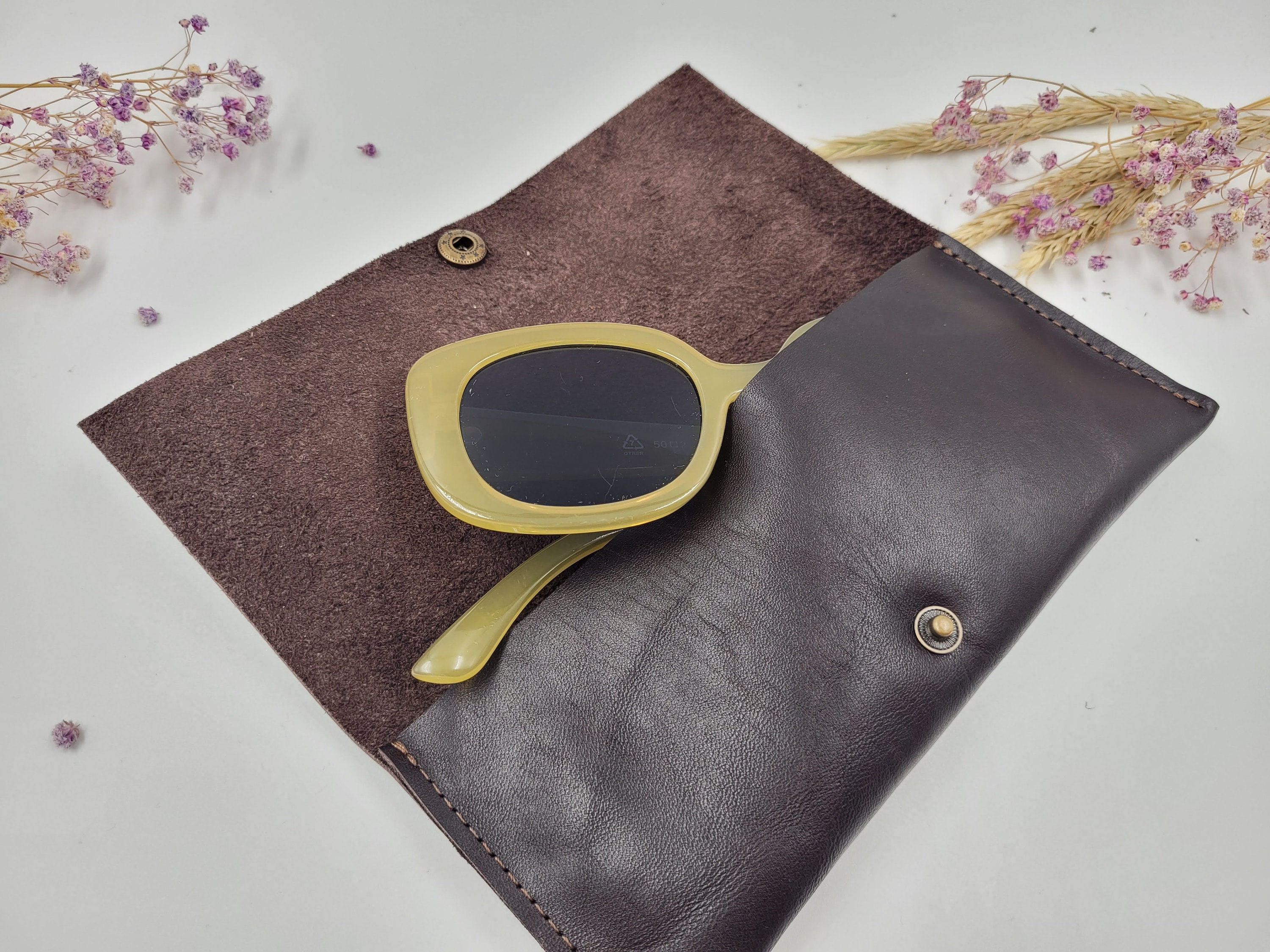 Handmade Leather Glasses Case - Stylish Sunglass Holder, Eyeglass ...