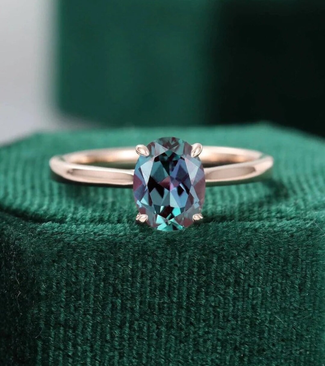 Unique Teal Alexandrite Engagement Ring Art Deco Vintage - Etsy
