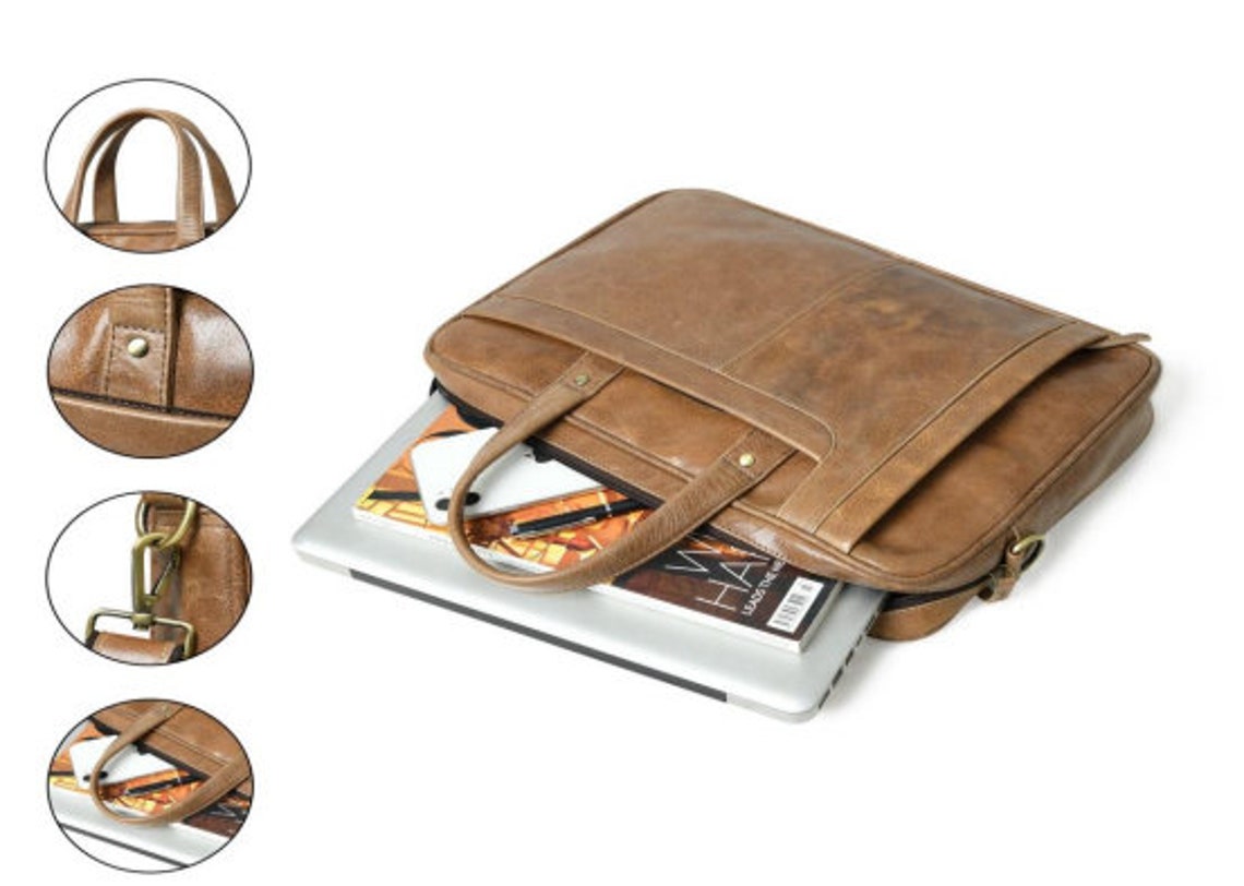 Executive Leather Laptop Bag for Business Professionals / Mens Shoulder ...