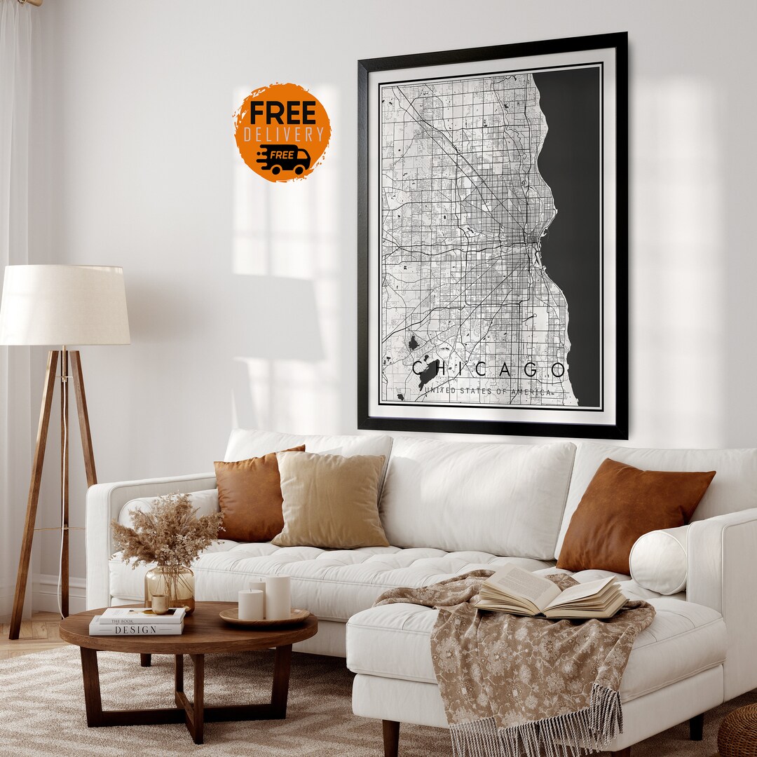 Chicago Map Print, Chicago Map, Chicago City Map Print, Chicago Poster ...