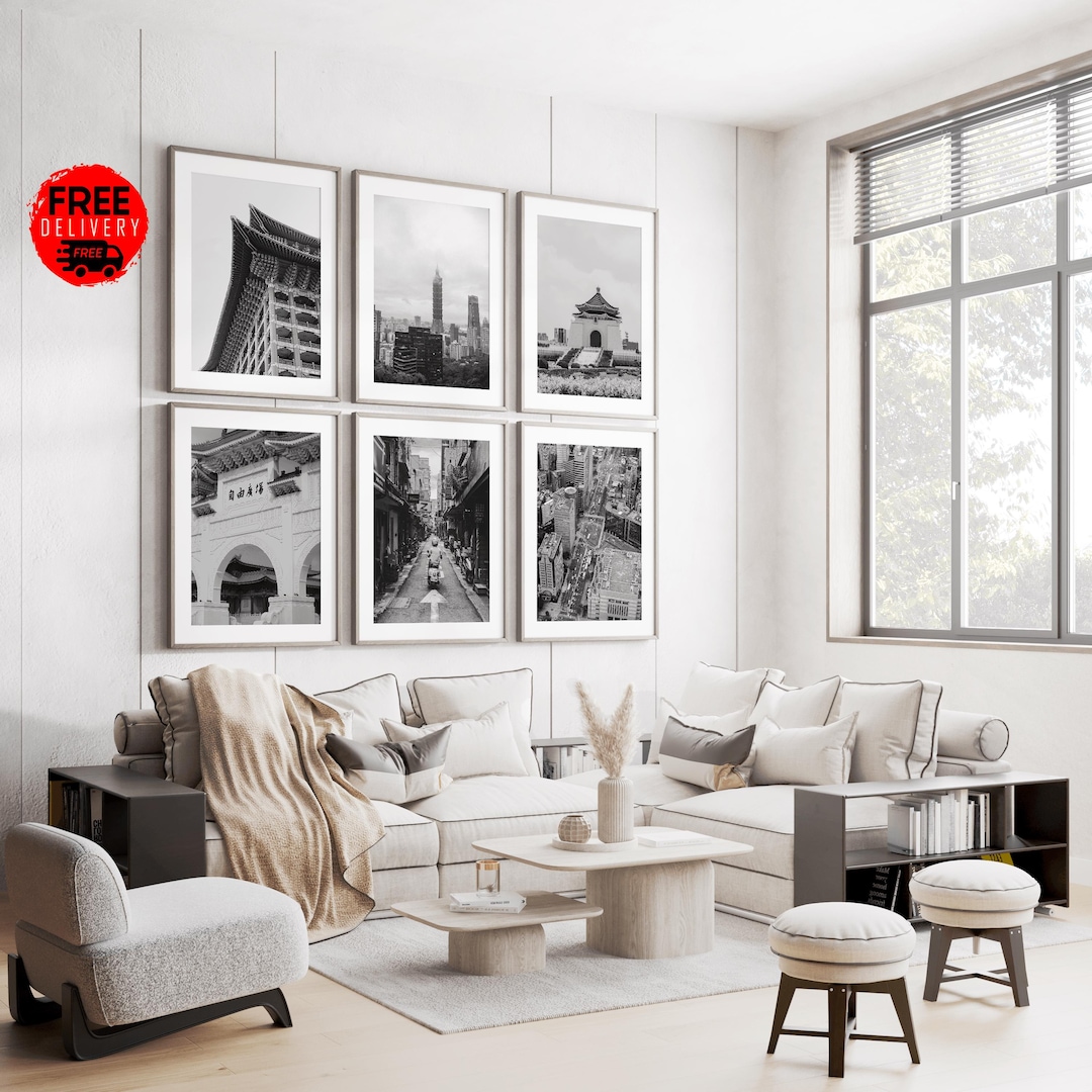 Taipei Wall Art Prints Set of 6 Black & White Prints, Taipei 101 Decor ...