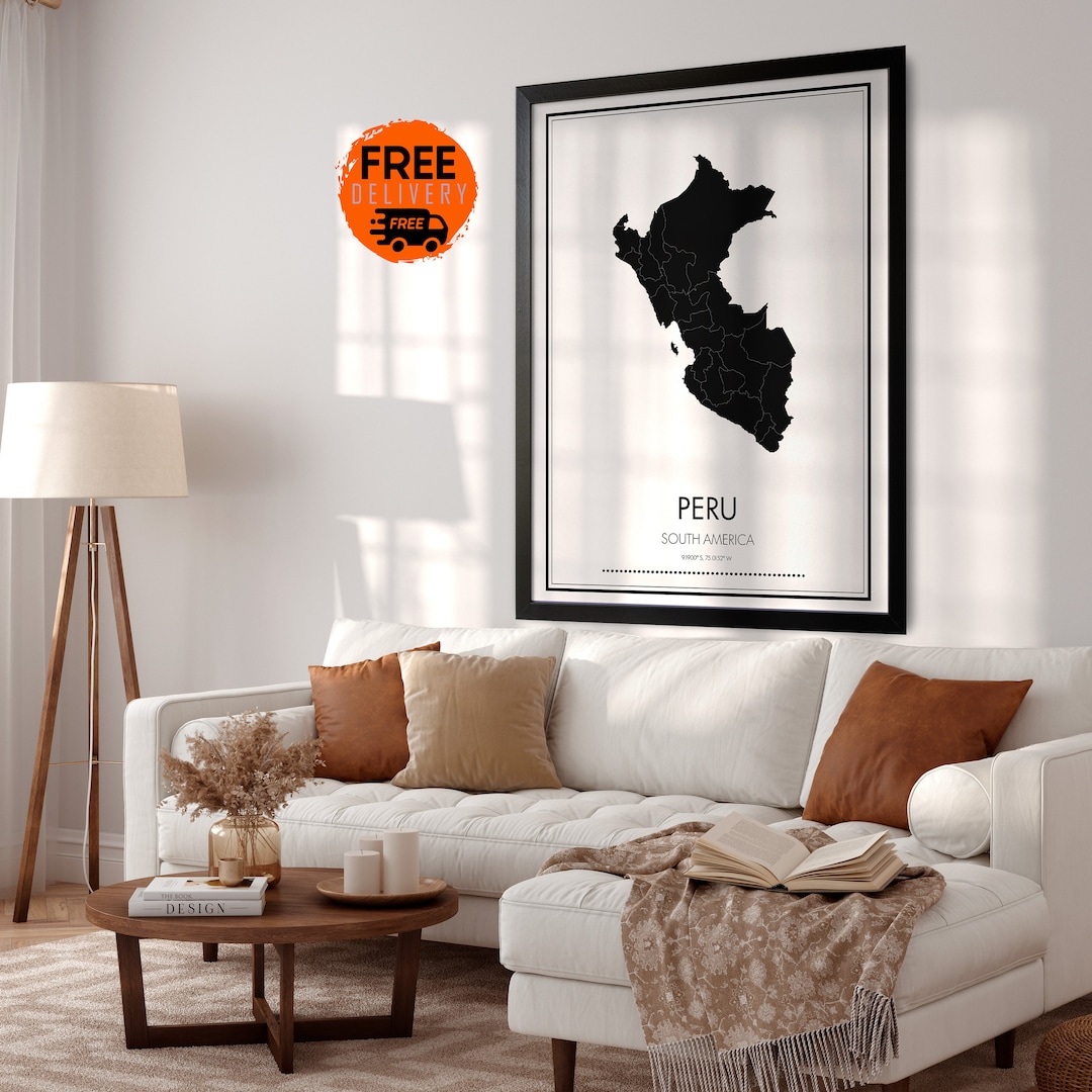 Peru Map Print, Peruvian Map Art, Peru City Map Print, Peru Poster ...
