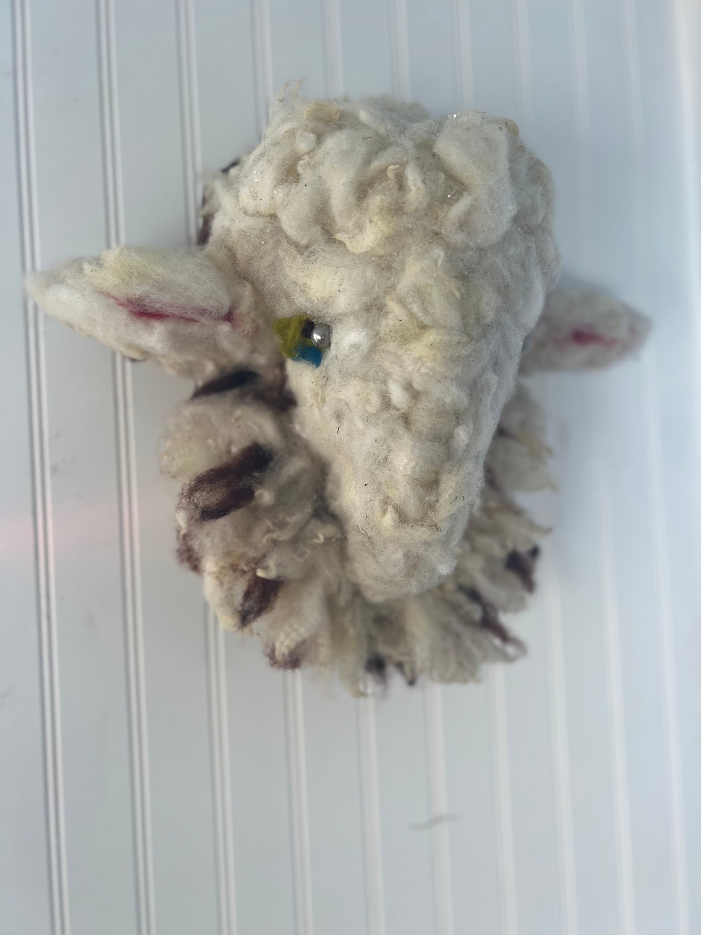 Sheep Head Wall Mount, Sheep Head Wall Hanging, Wool Sheep Head, Sheep ...