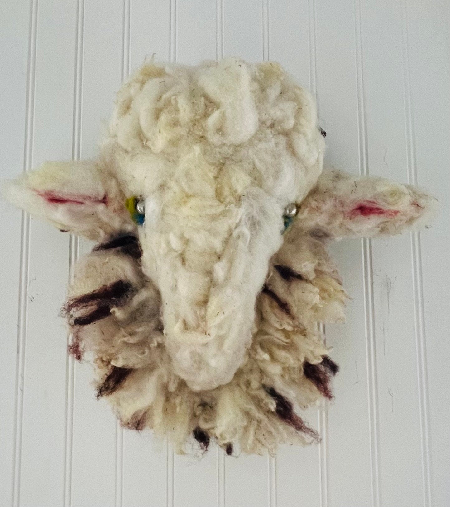 Sheep Head Wall Mount, Sheep Head Wall Hanging, Wool Sheep Head, Sheep ...
