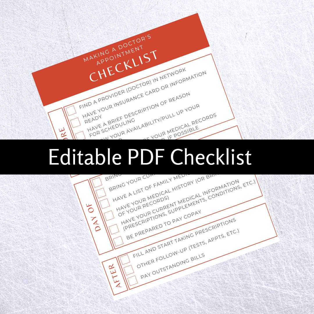 How to Make a Doctor's Appointment Checklist - Etsy