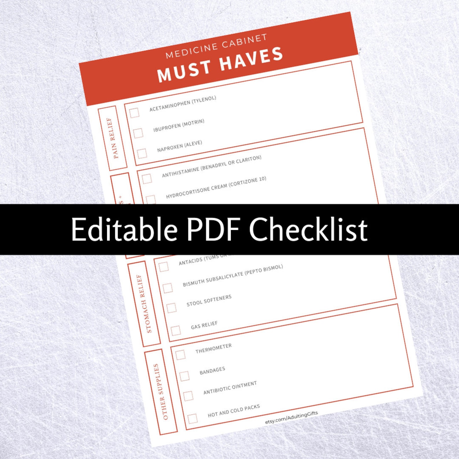 Medicine Cabinet Must Haves Checklist *editable - Etsy