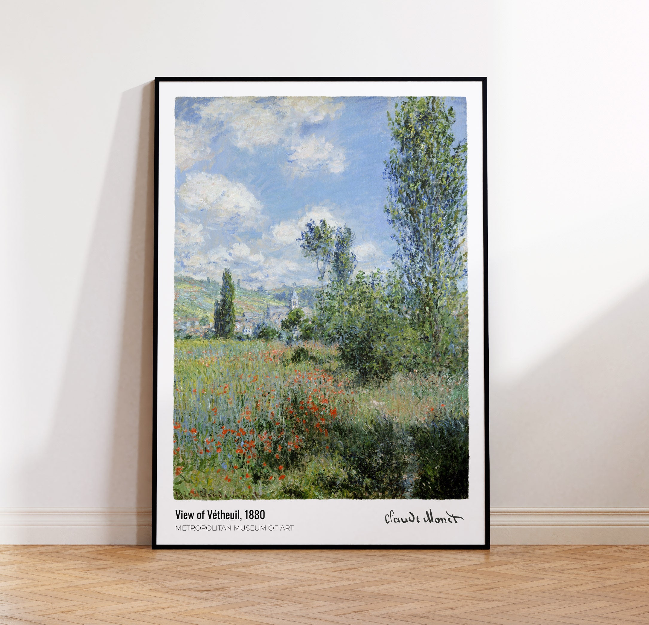 Claude Monet Print, View of Vétheuil Landscape Painting, Monet ...