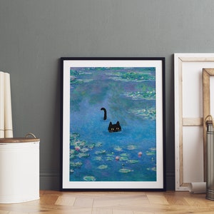 Monet Cat, Cat Lovers Gift Ideas, Cat Poster Funny, Claude Monet Print ...