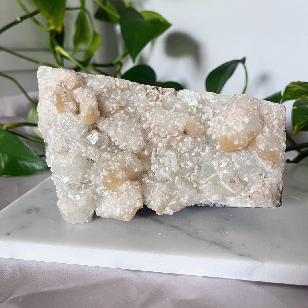 Large Peach Stilbite With Secondary Apophyllite / Unique Zeolite ...
