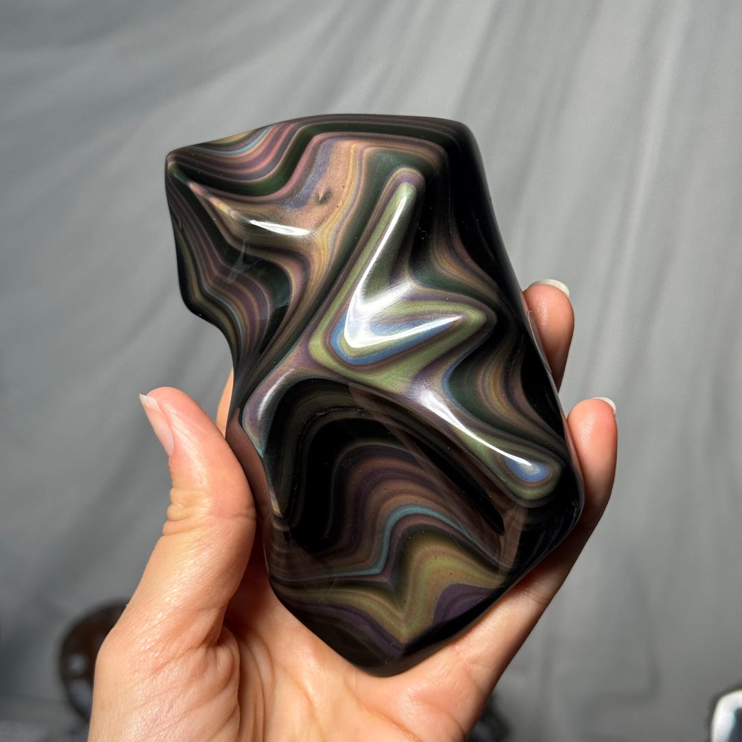 Rainbow Obsidian Freeform Large From Jalisco, Mexico, Natural Colorful ...
