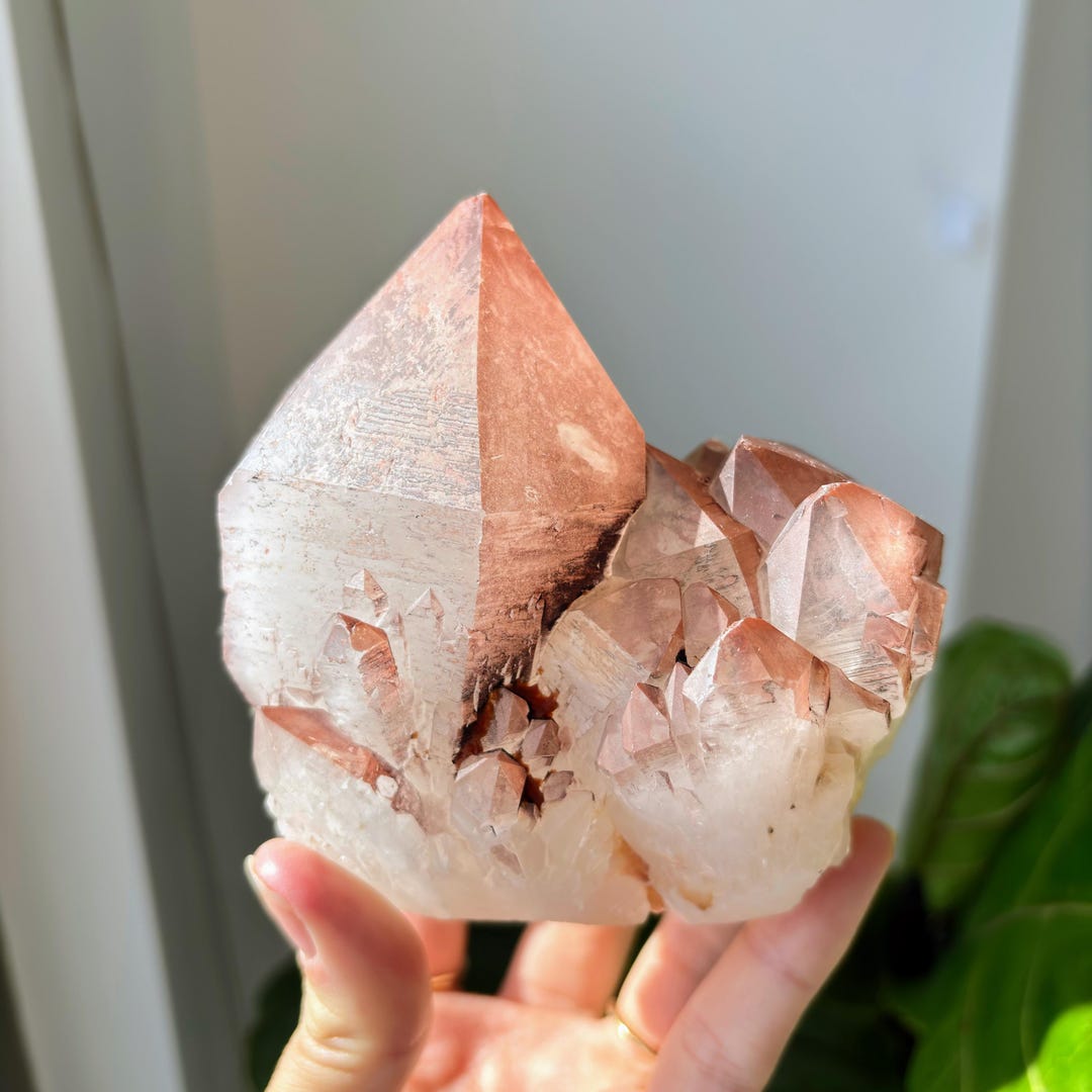 Large Indian Pink Quartz Cluster / Natural Pink Crystal Specimen / Self ...