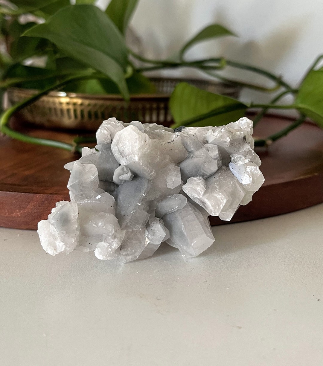 UV Reactive Panda Calcite Specimen / White Hexagonal Columnar Calcite ...