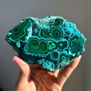 Large Malachite Chrysocolla Slab / Polished Malachite and Chrysocolla Crystal Specimen / Bubbly ...