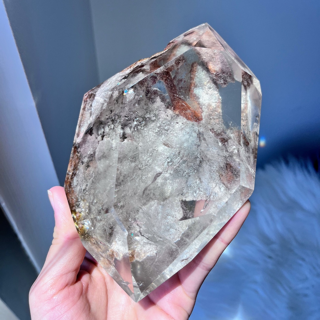 Massive Garden Quartz / 1 Lb 16 Oz Lodolite Freeform / Scenic Inclusion ...