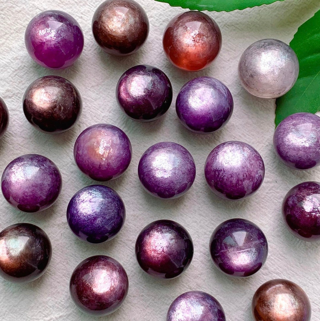 Gem Grade Lepidolite Mini Sphere / Flashy Gem Lepidolite / Three Sizes ...
