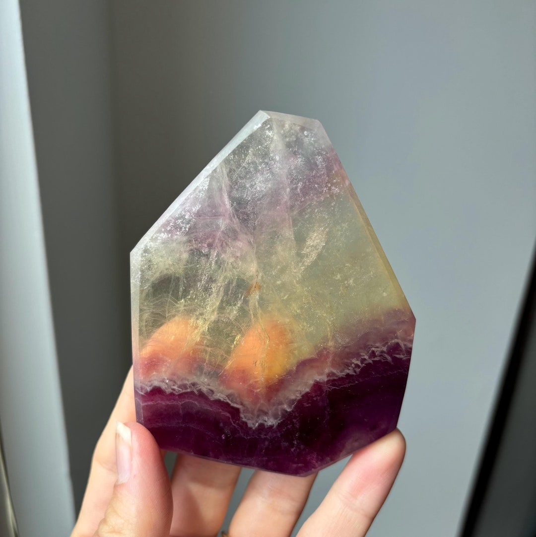 Rainbow Fluorite Slab / Beautiful Pastel Colored Fluorite Slice / Candy ...