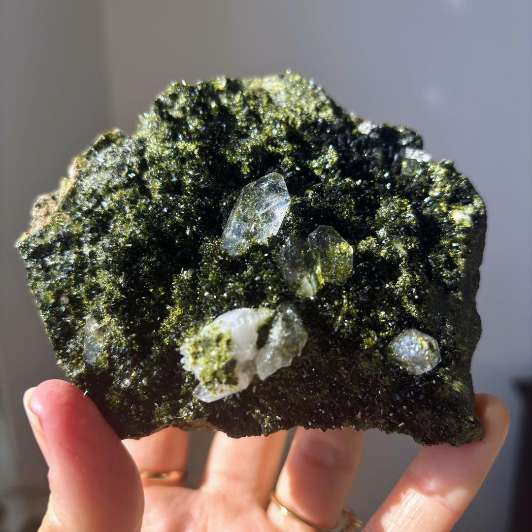 Large Forest Epidote With Chlorite Quartz / Rare Epidote and Quartz ...