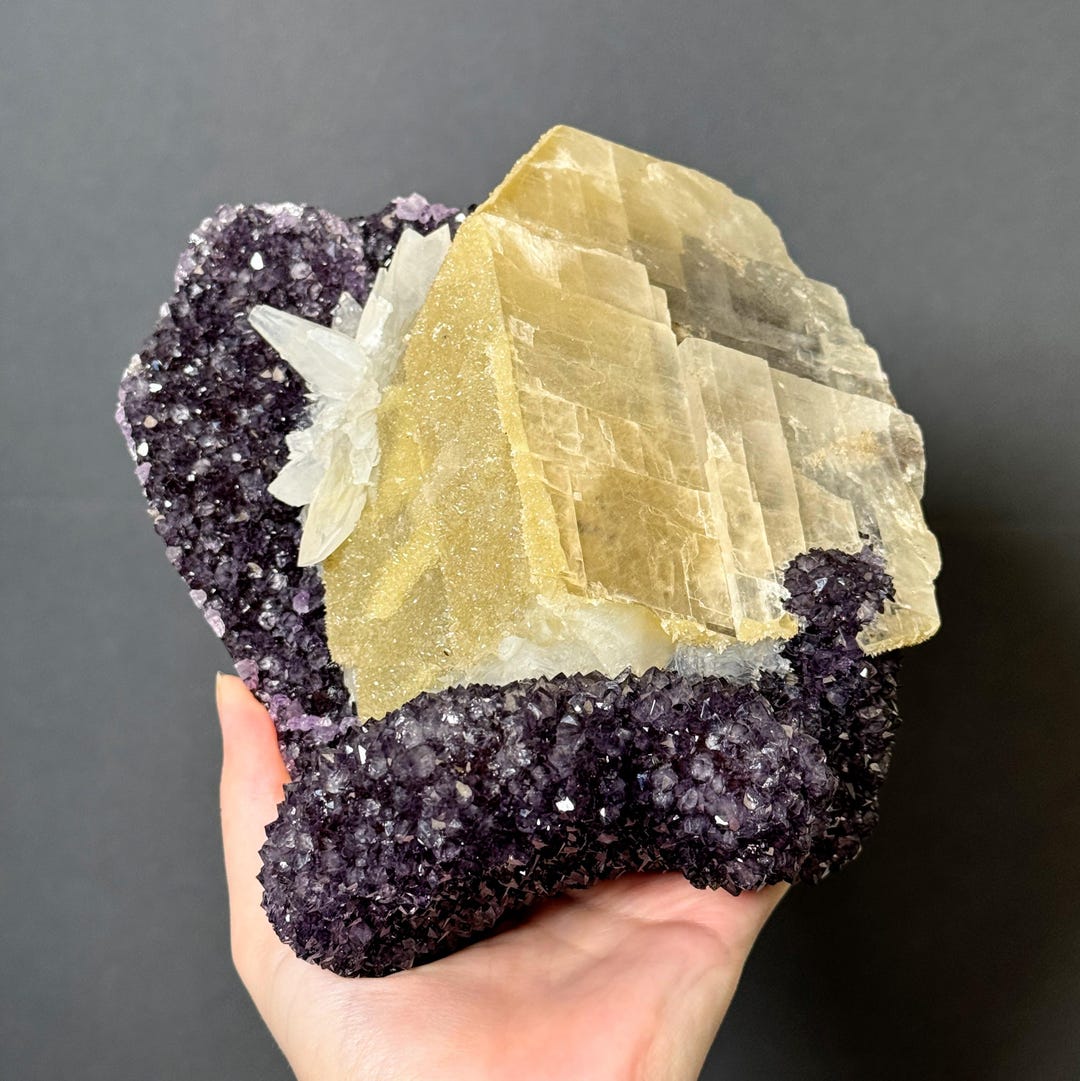 XL Amethyst and Calcite Specimen From Artigas, Uruguay / Polished Decor ...