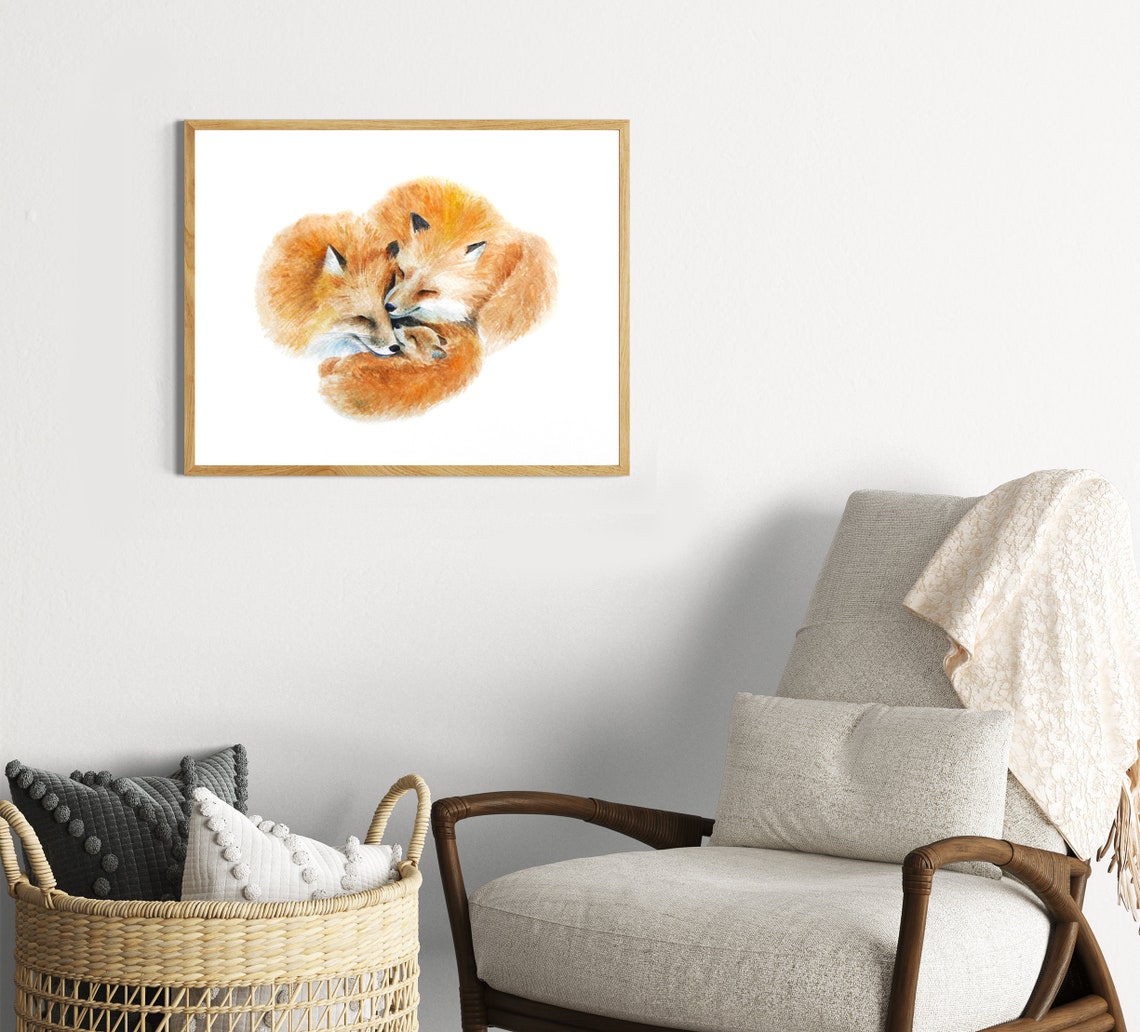 Fox Family Print Animal Family Art Fox Nursery Decor Fox Baby - Etsy