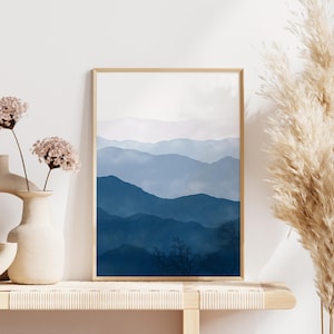 Blue Ridge Mountains Wall Art Set of 3 Landscape Prints Navy Blue Wall ...