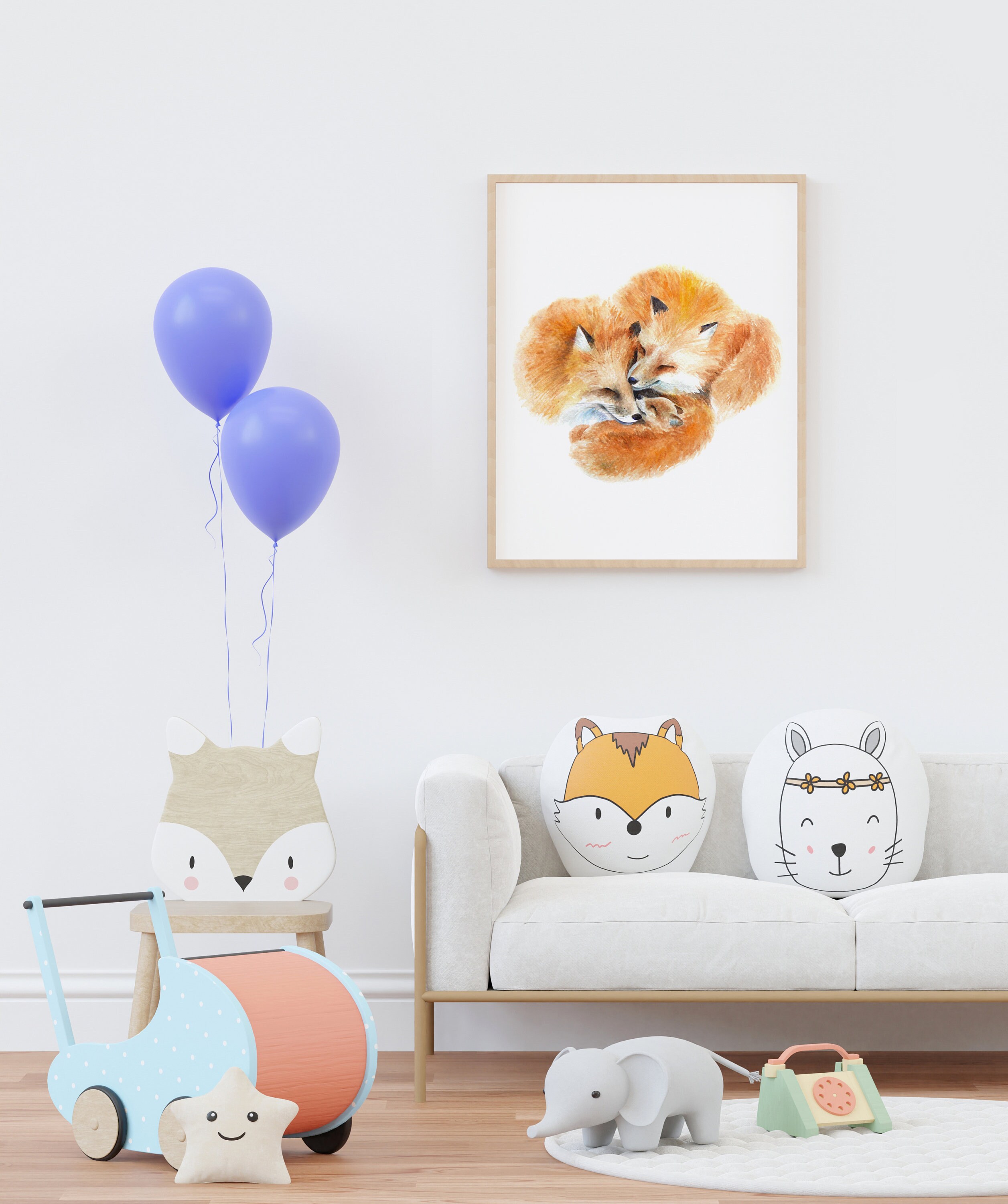Fox Family Print Animal Family Art Fox Nursery Decor Fox Baby - Etsy