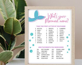 Printable Mermaid Name Chart - Etsy
