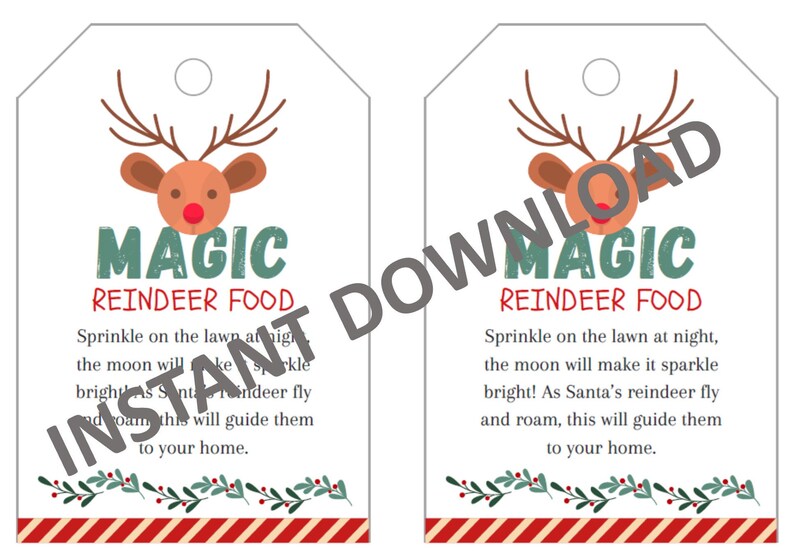 Magic Reindeer Food Tags (instant Download) - Etsy
