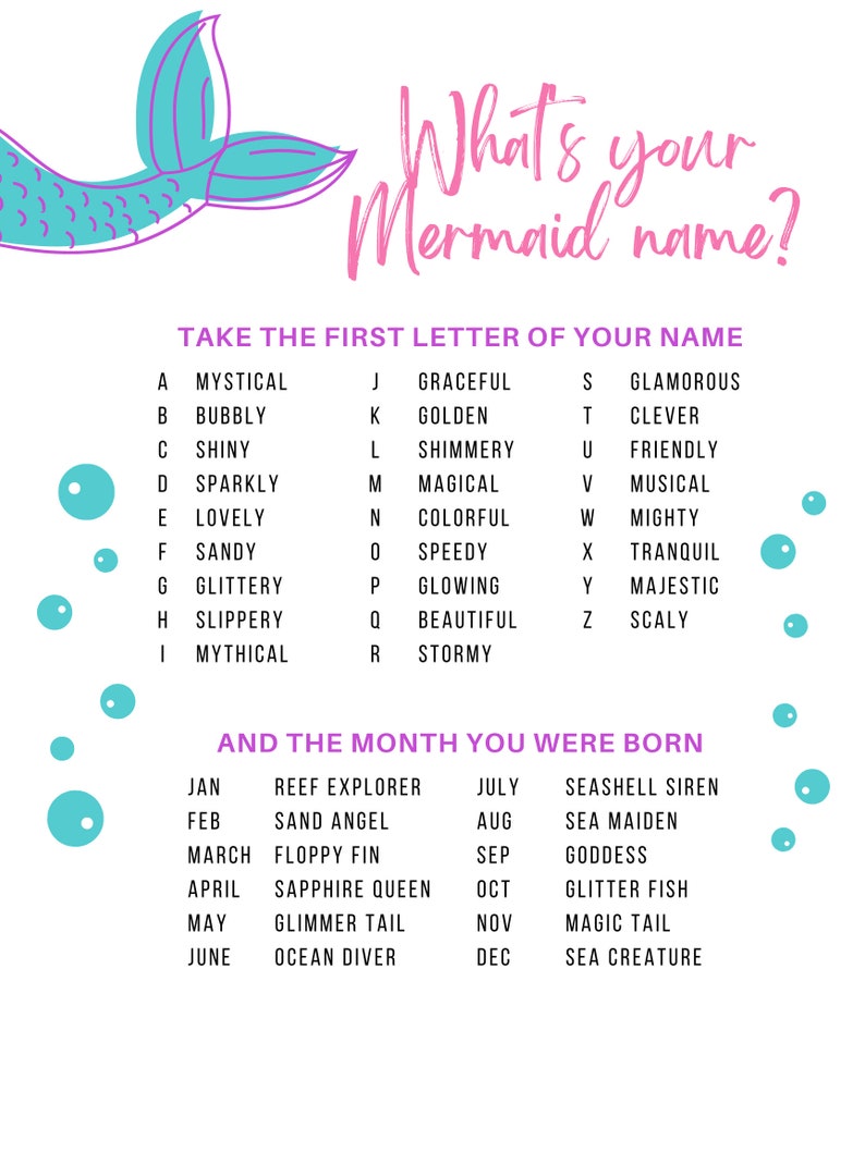 Mermaid Name Game Printable - Etsy