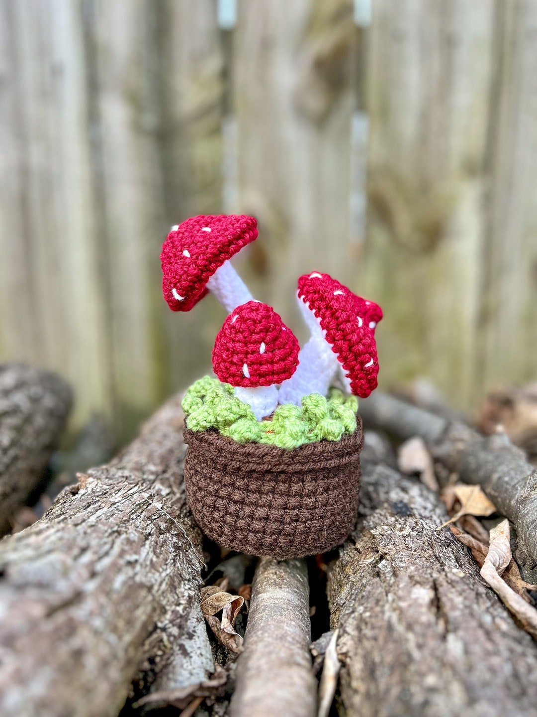 PATTERN: the Mossy Mushroom Crochet Pattern, Potted Mushroom, Crochet ...