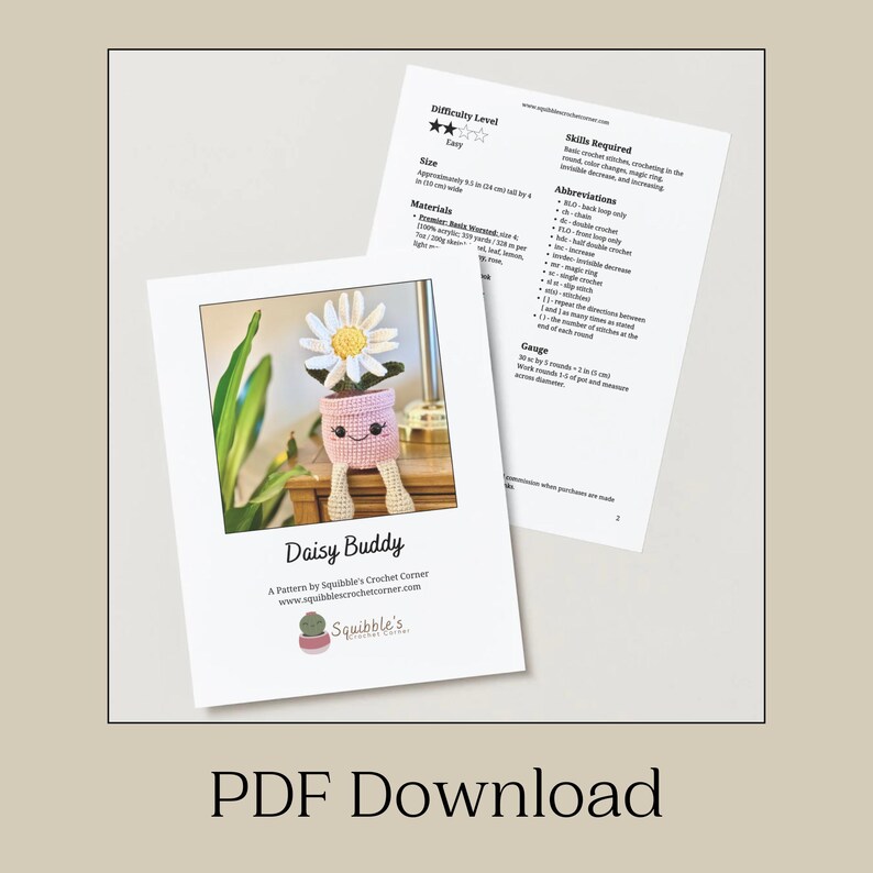PATTERN: Daisy Buddy Crochet Pattern, Amigurumi Patterns, Crochet Daisy ...