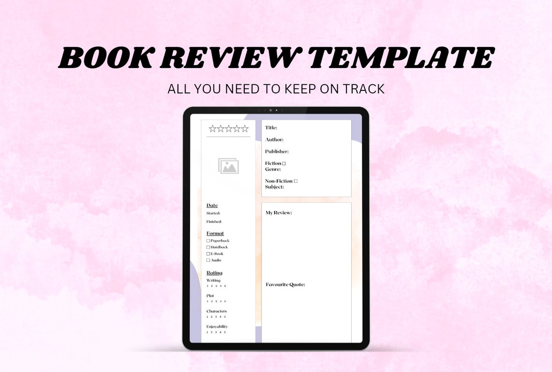 Book Review Template Downloadable - Etsy