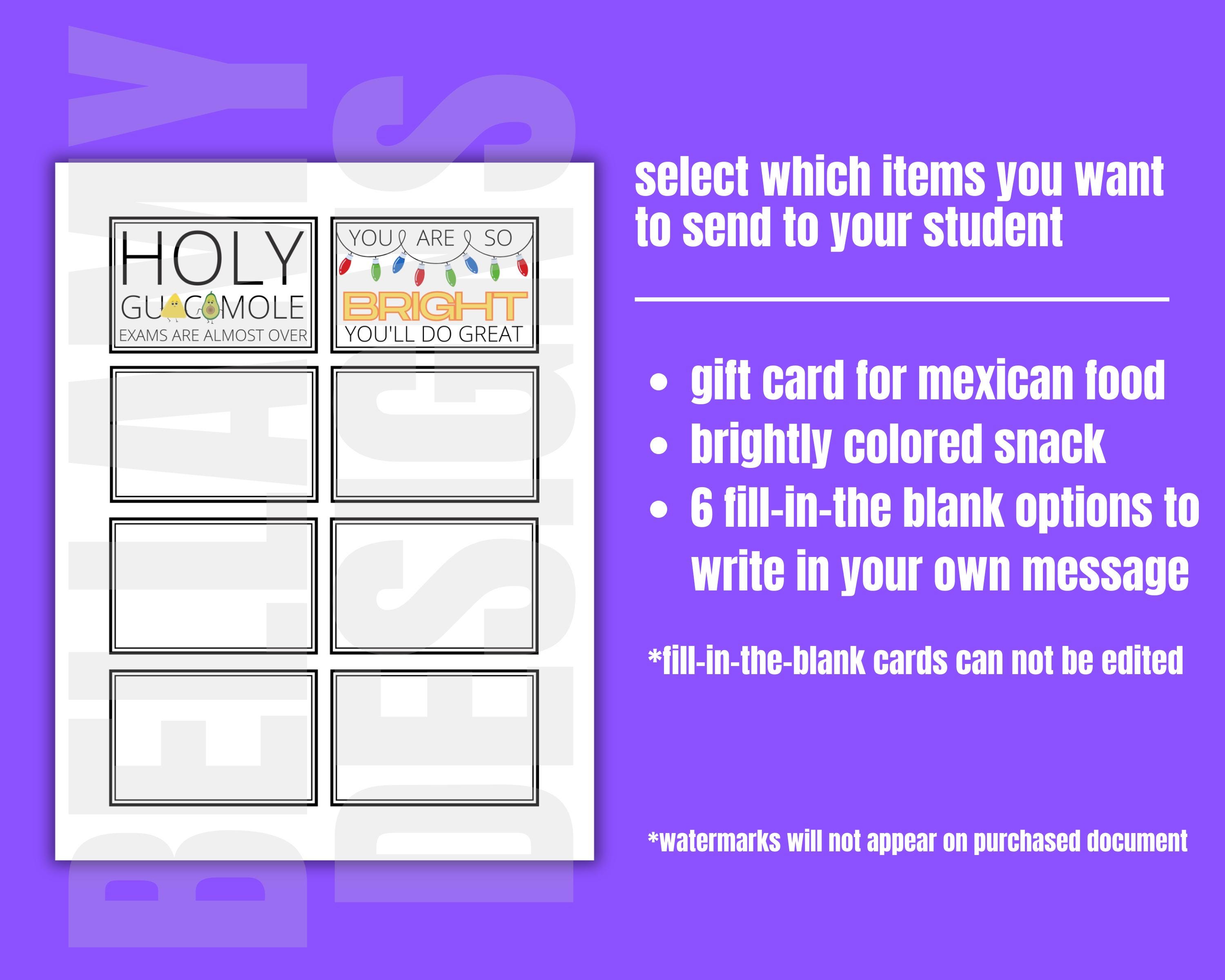 Exams Care Package Tags, Printable Gift Tags for Students, Final Exams ...
