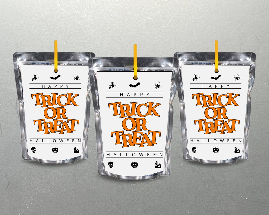 Halloween Juice Pouch Labels Wrappers Trick or Treat Party - Etsy