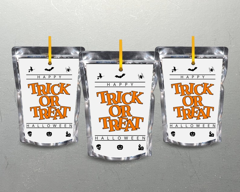 Halloween Juice Pouch Labels Wrappers Trick or Treat Party - Etsy