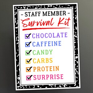 Staff Member Survival Kit Gift Tags, Employee Staff Appreciation Day ...