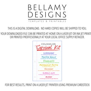 Counselor Gift Tags, School Counselor Back to School Survival Kit ...