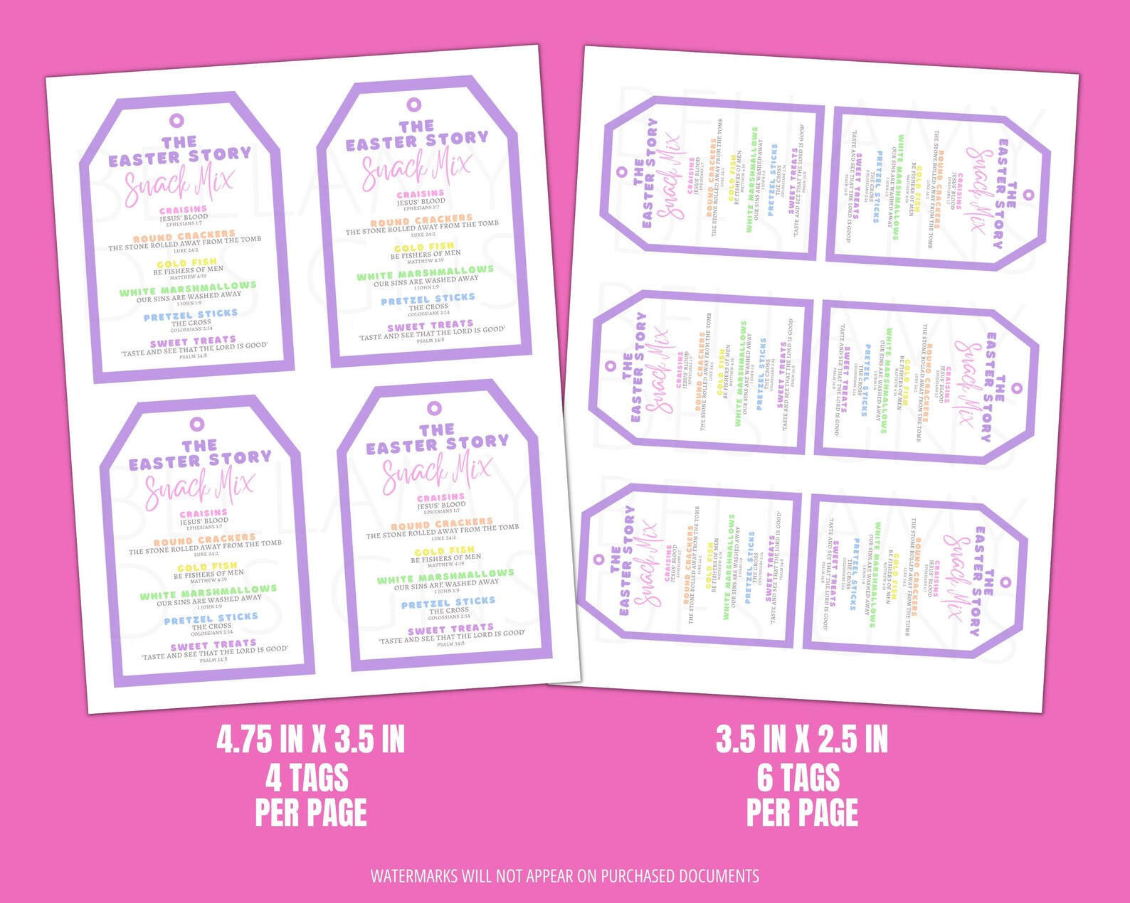 Religious Easter Story Snack Mix Printable Gift Tags, Easter Basket ...