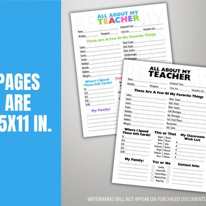 All About My Teacher Favorite Things List, Back to School Meet the ...