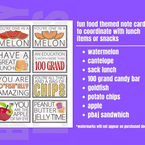 Lunchbox Notes Printable for School Lunches, Field Trip Summer Camp or ...