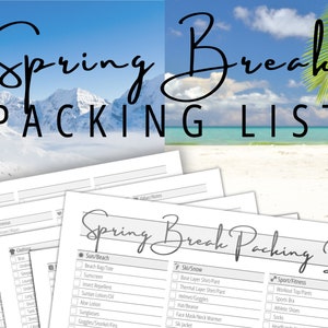 Spring Break Packing List Planner Vacation Packing Checklist | Etsy