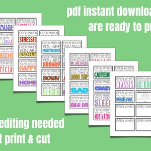 Open When Letters Printable Envelope Labels or Cards College - Etsy
