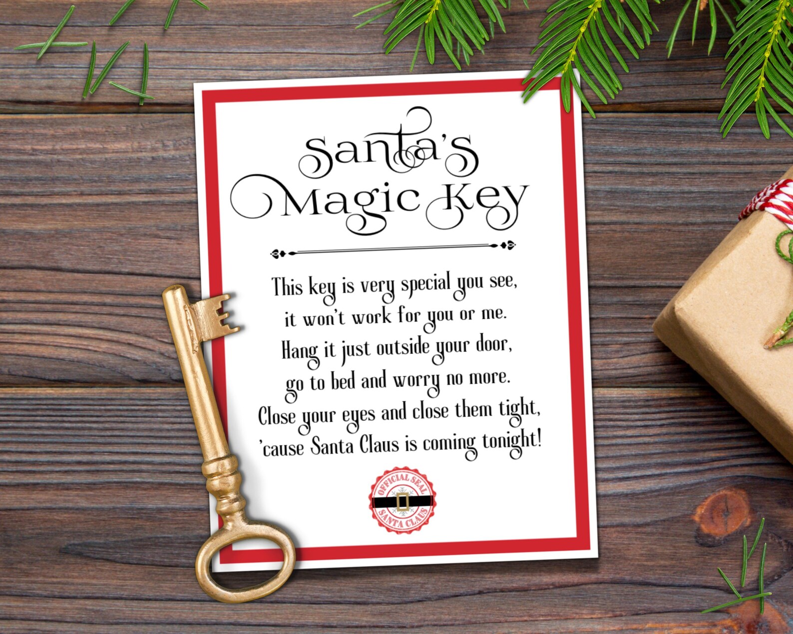 Printable Santa's Magic Key Poem Tag, Santa Key Tag, Party Gift Favor ...