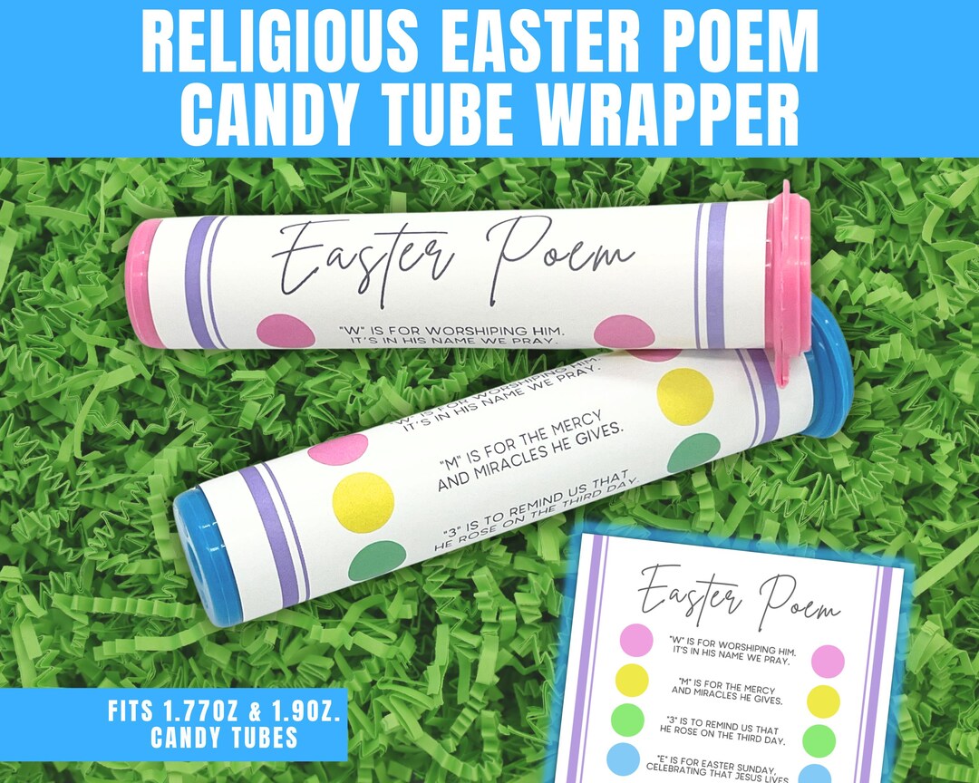 Religious Easter Poem Candy Tube Wrapper Printable, Chocolate Candies ...
