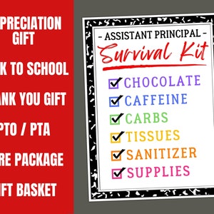 Assistant Principal Survival Kit Gift Tag, School Principal Day Thank ...