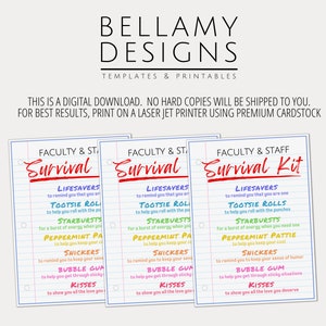 Faculty & Staff Survival Kit Gift Tags, Faculty Appreciation Staff ...